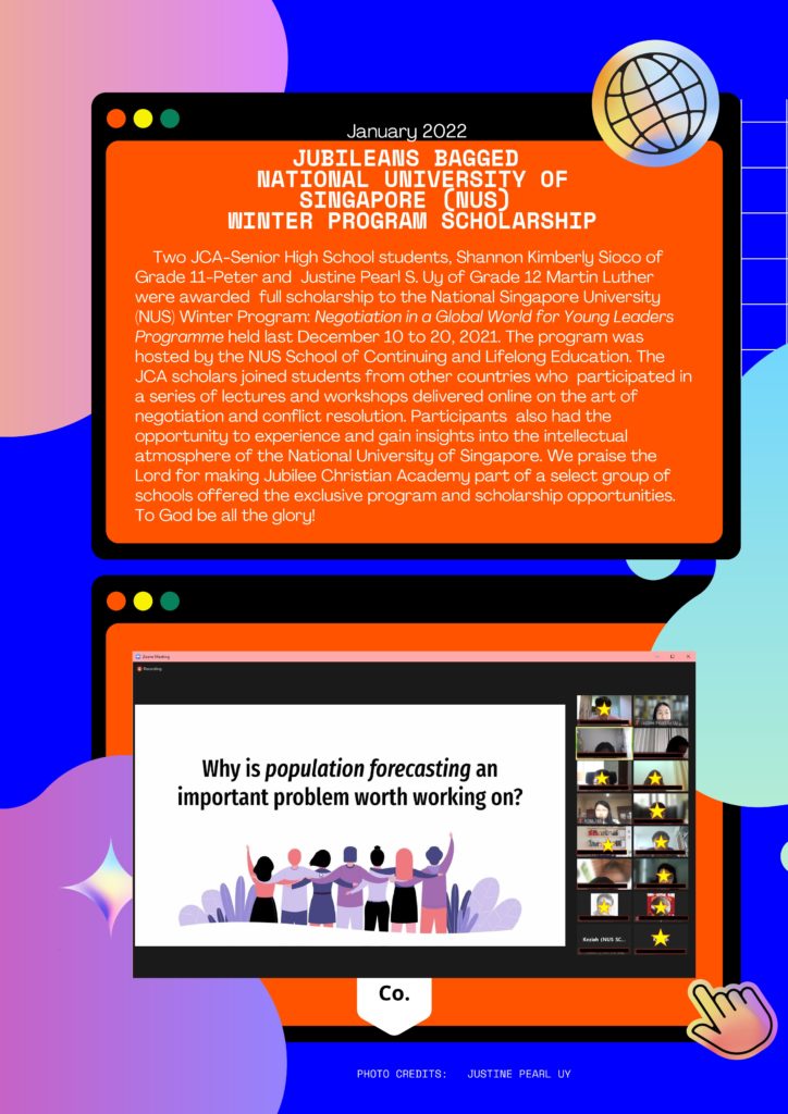 Jubileans bagged National University of Singapore (NUS) Winter Program ...