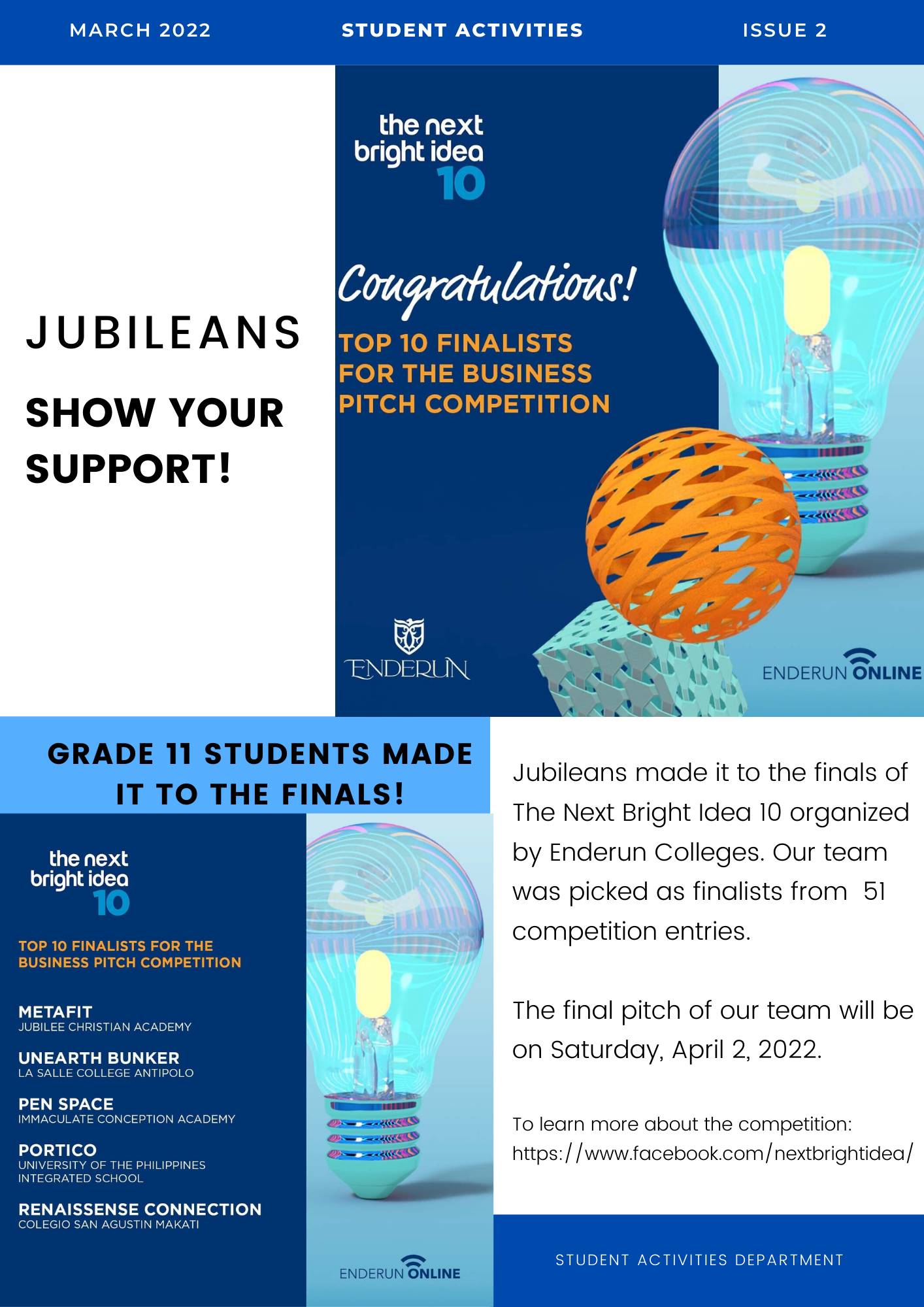 JUBILEANS, show your support! - Jubilee Christian Academy