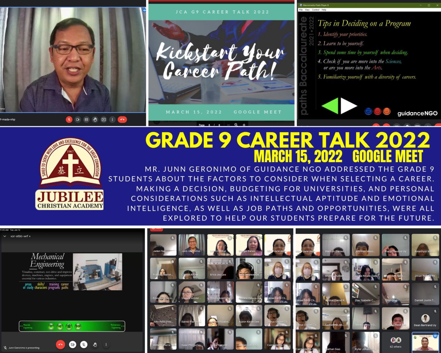 Grade 9 Career Talk: Kickstart Your Career Path! - Jubilee Christian ...