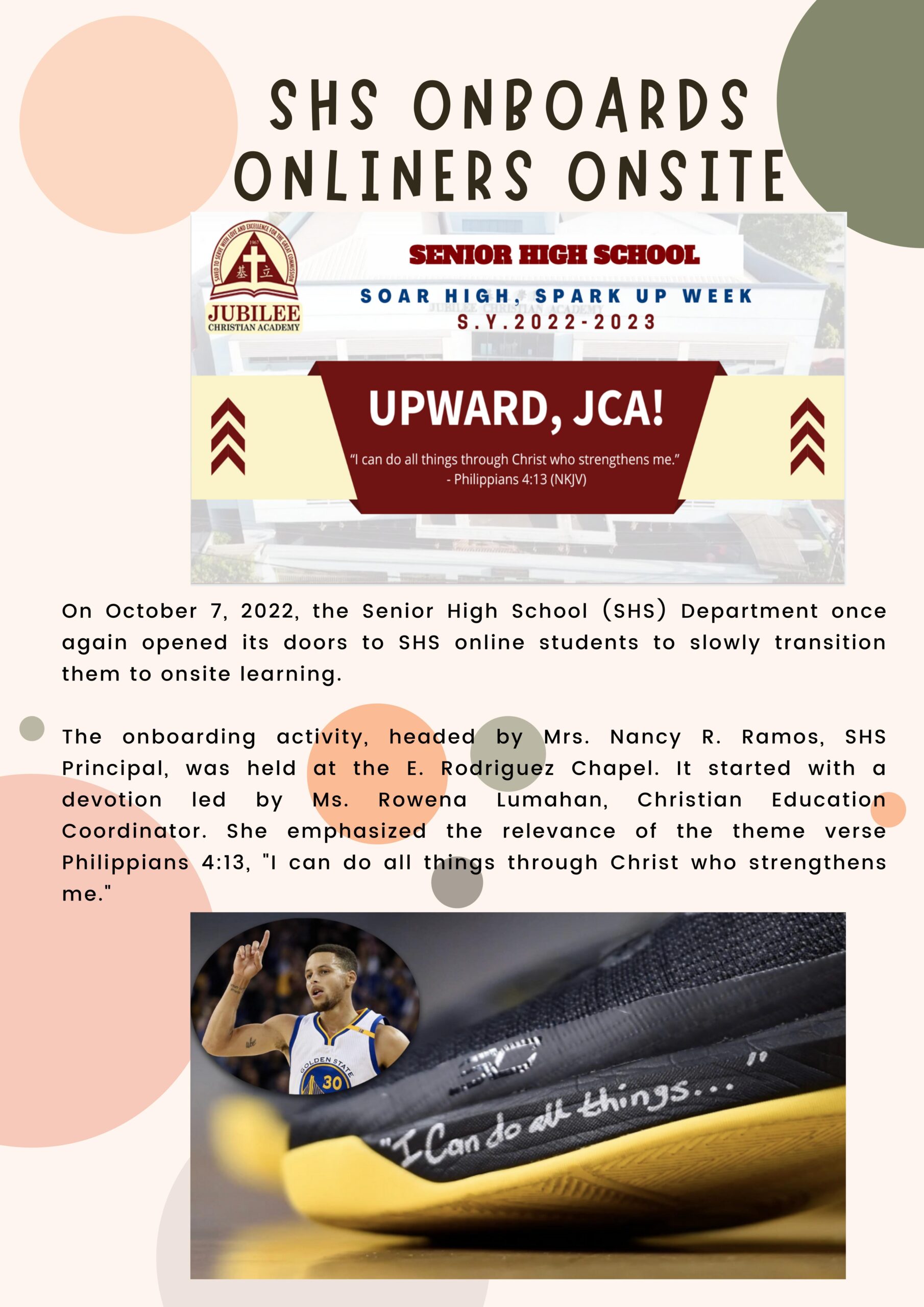 SHS ONBOARDS ONLINERS ONSITE - Jubilee Christian Academy