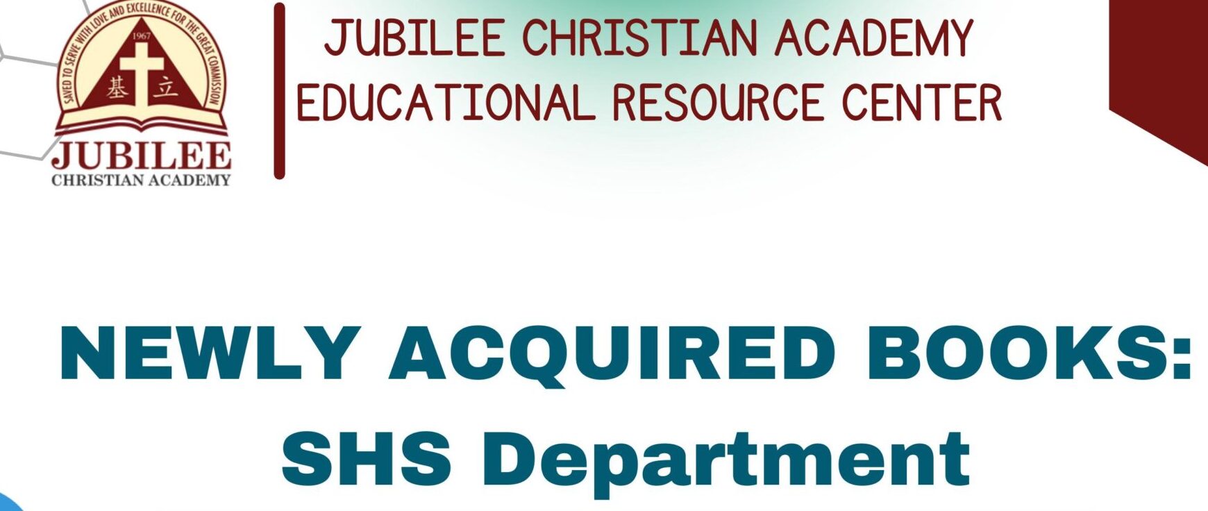NEWLY ACQUIRED BOOKS : SHS DEPARTMENT - Jubilee Christian Academy