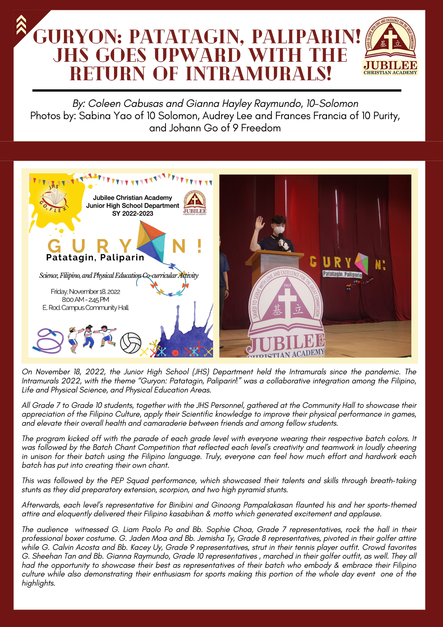 GURYON: PATATAGIN, PALIPARIN! JHS Goes Upward with the Return of ...