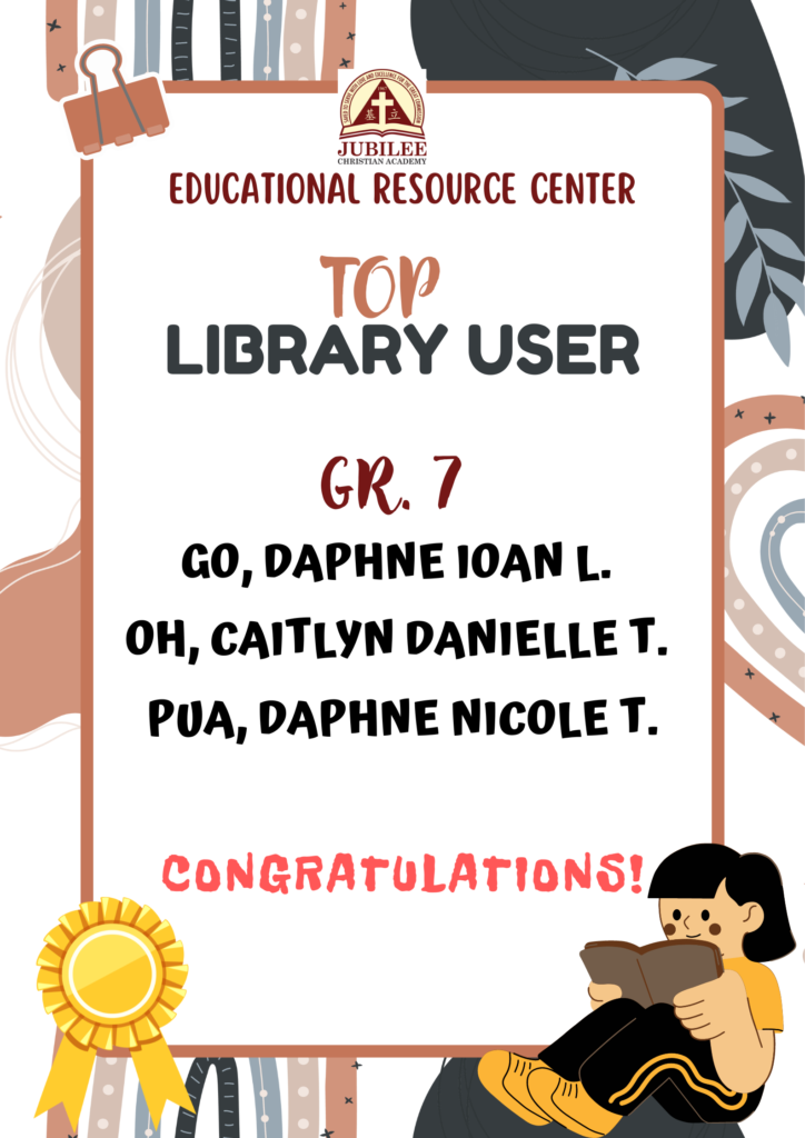 JHS New Acquisition & Top Library User - Jubilee Christian Academy