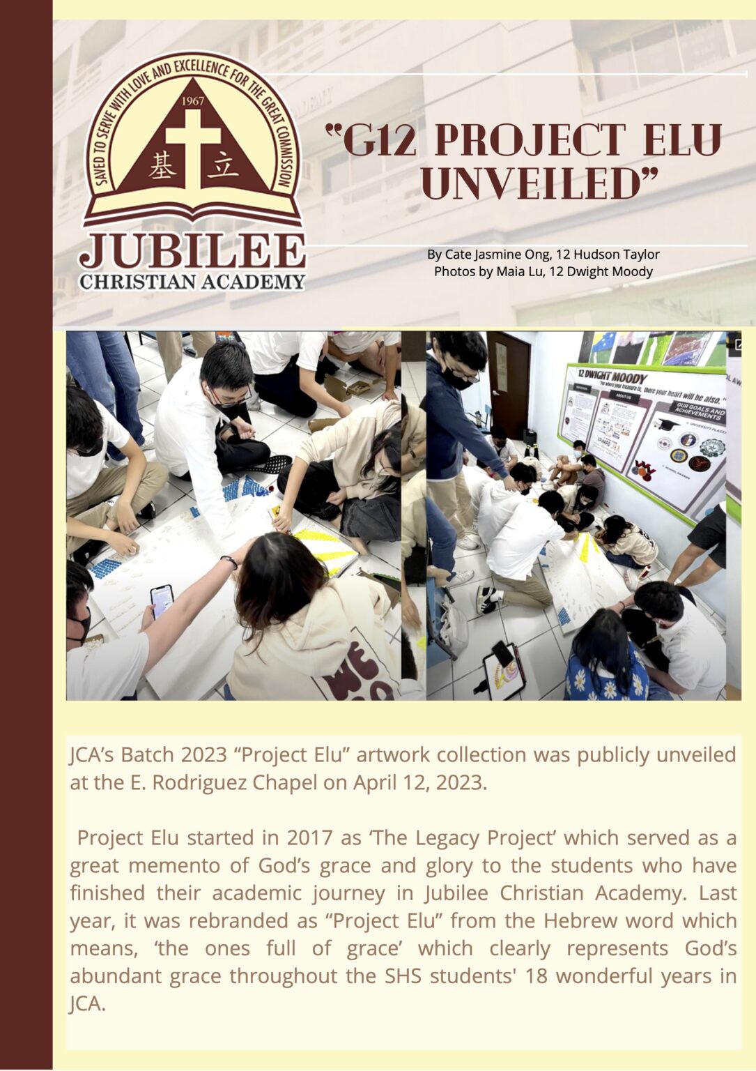 G12 PROJECT ELU UNVEILED - Jubilee Christian Academy
