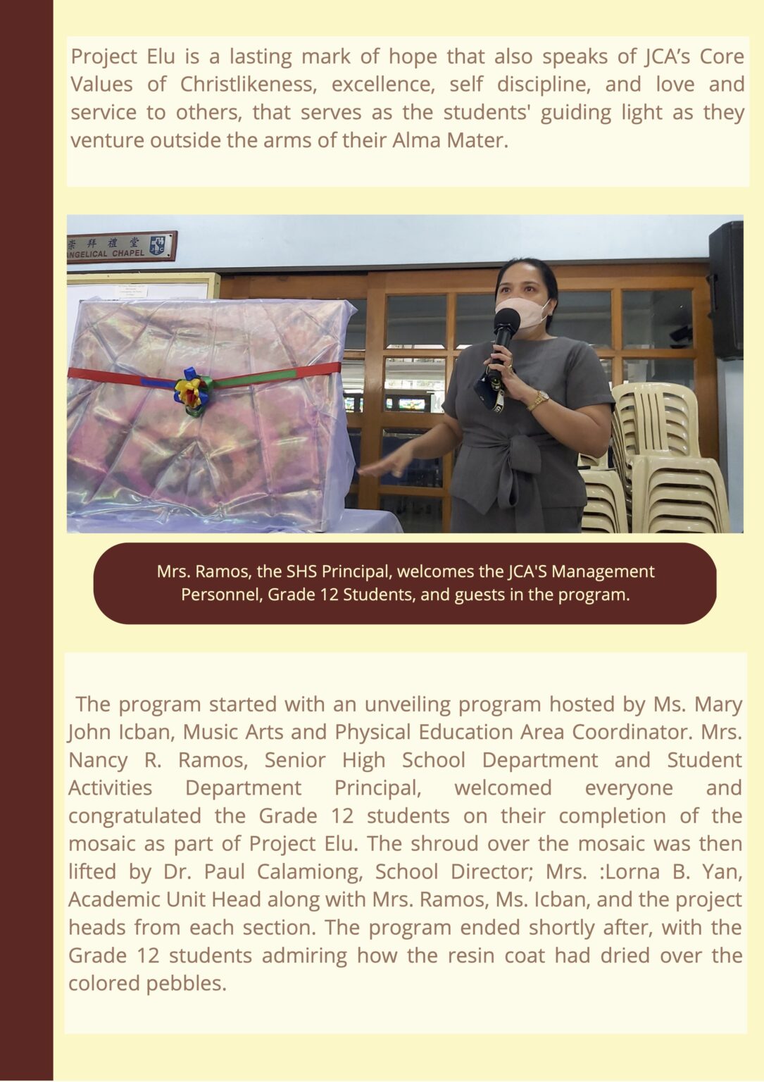 G12 PROJECT ELU UNVEILED - Jubilee Christian Academy