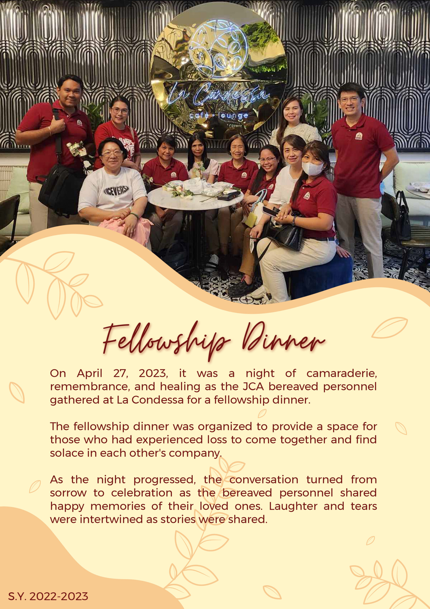 FELLOWSHIP DINNER S.Y. 2022-2023 - Jubilee Christian Academy